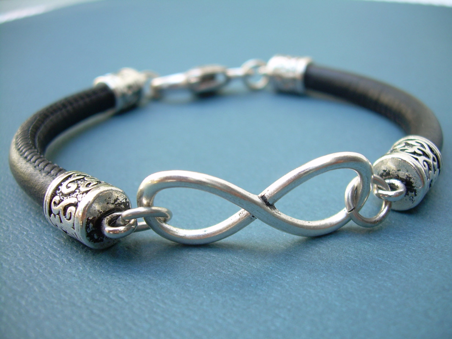 Infinity Bracelet, Leather Bracelet, Stitched Nappa Leather, Womens ...