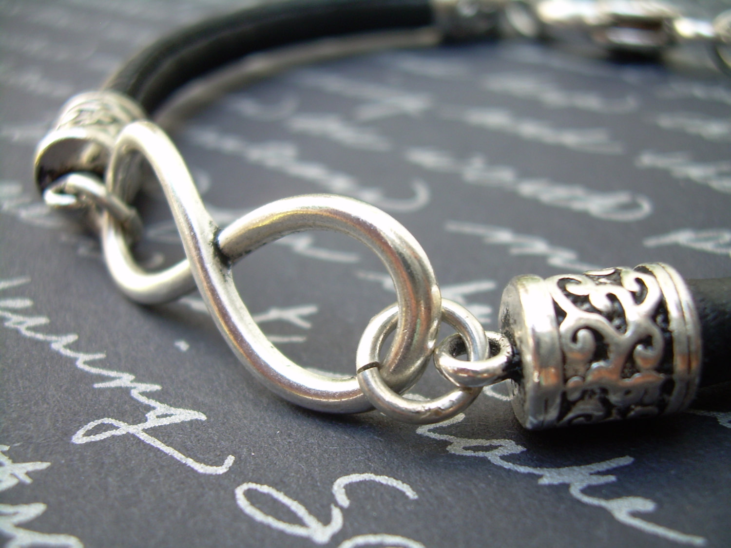 Infinity Bracelet, Leather Bracelet, Stitched Nappa Leather, Womens ...