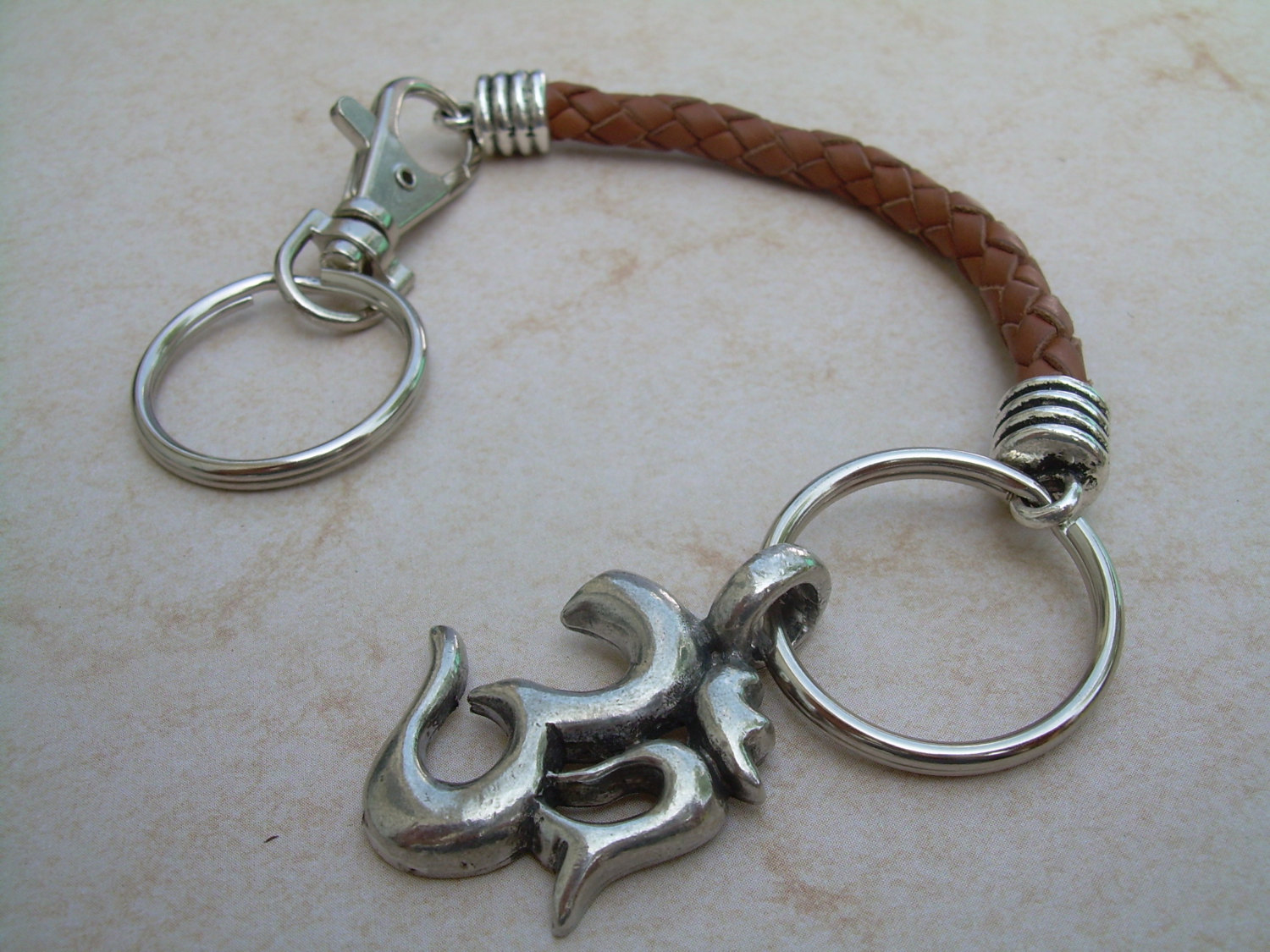 Braided Leather Om Keychain, Om, Om Keychain, Keychain, Leather ...
